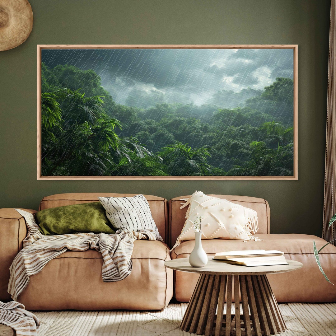 Heavy Rainfall Over Rainforest Wall Art Canvas Print, Lush Jungle ...