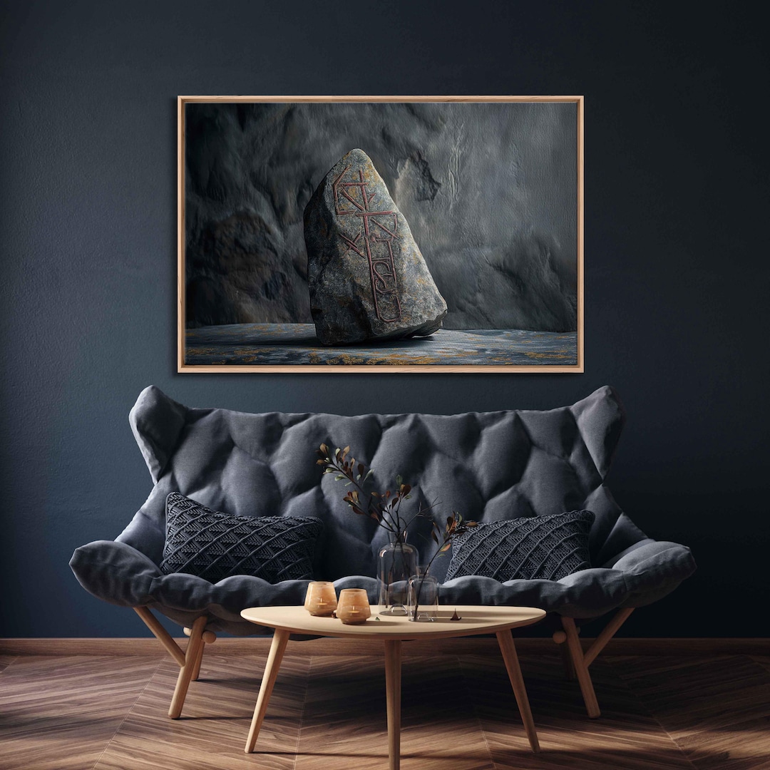Ancient Norse Rune Stone Photograph Wall Art Canvas Print, Norse ...