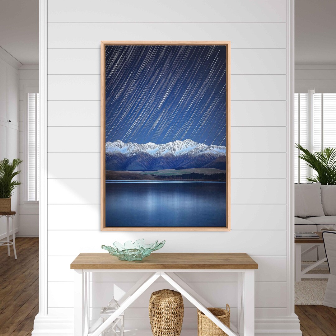 Starry Night Over Mountains, Wall Art Canvas Print, Long Exposure ...