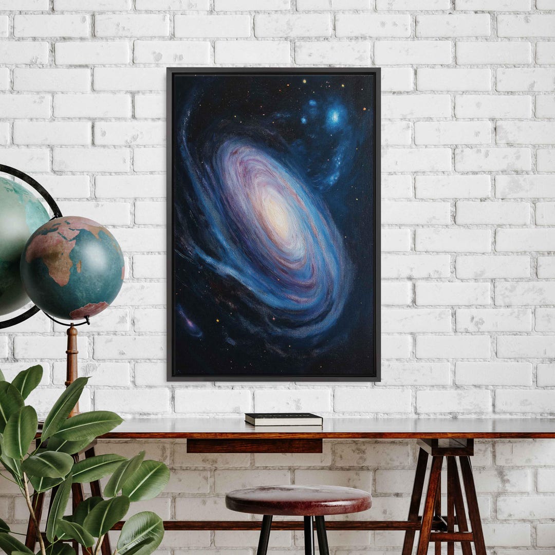Andromeda Galaxy Oil Painting, Wall Art Canvas Print, Swirling Blue and ...