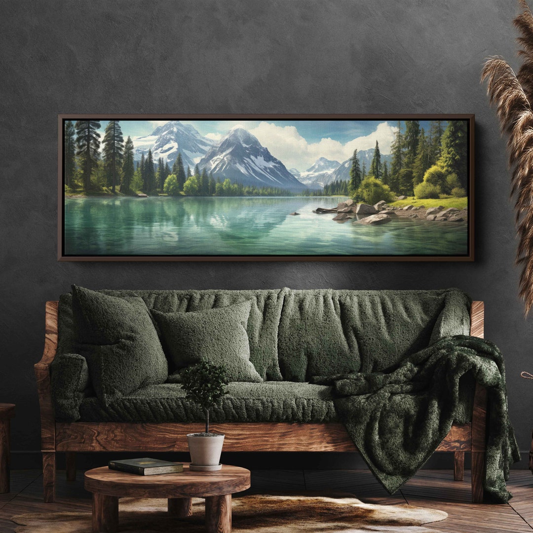 Panoramic Landscape Wall Art, Beautiful Lakeside Vista Scene, Mountains ...