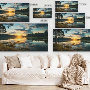 Beautiful Forest Lake Landscape at Sunset, Photography Art Canvas Print ...