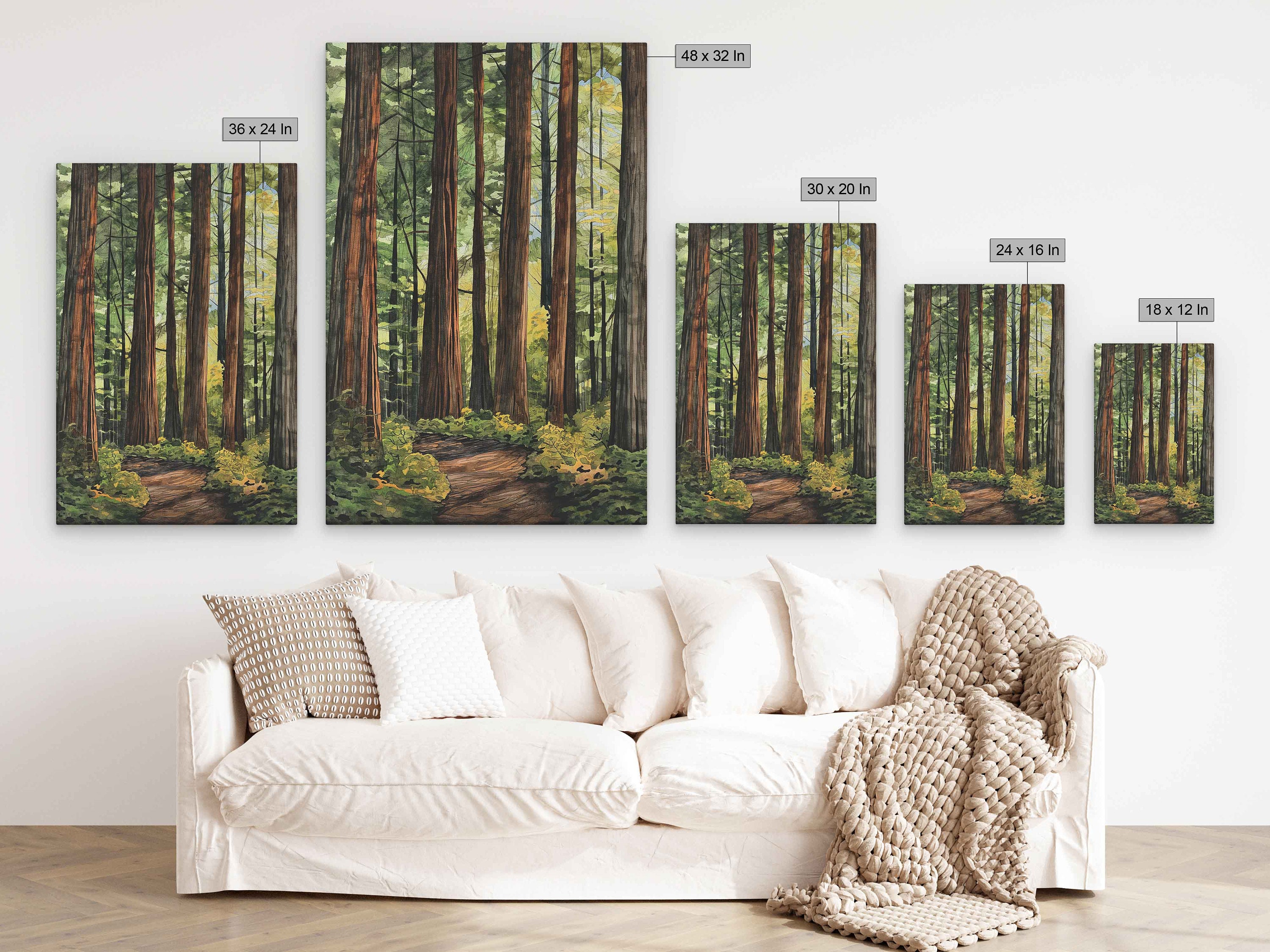 Lush Forest Path Wall Art Canvas Print, Gift for Nature Lover, Wooded ...