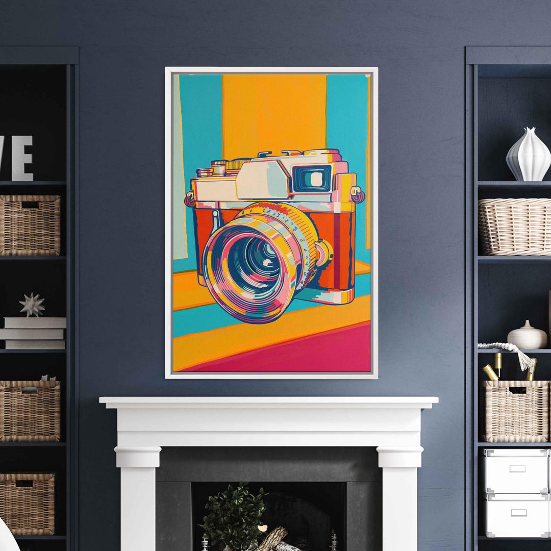 Pop Art Classic Vintage Camera Acrylic Wall Art Canvas Print, Abstract ...