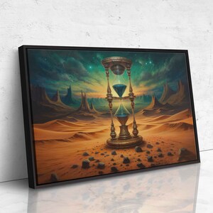 Surreal Hourglass in Desert Painting, Digital Reproduction Print on ...