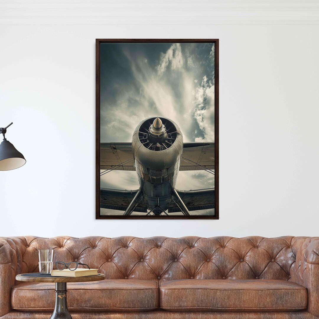 Mid Century Plane Engine Closeup Wall Art Canvas Print, Aviation ...