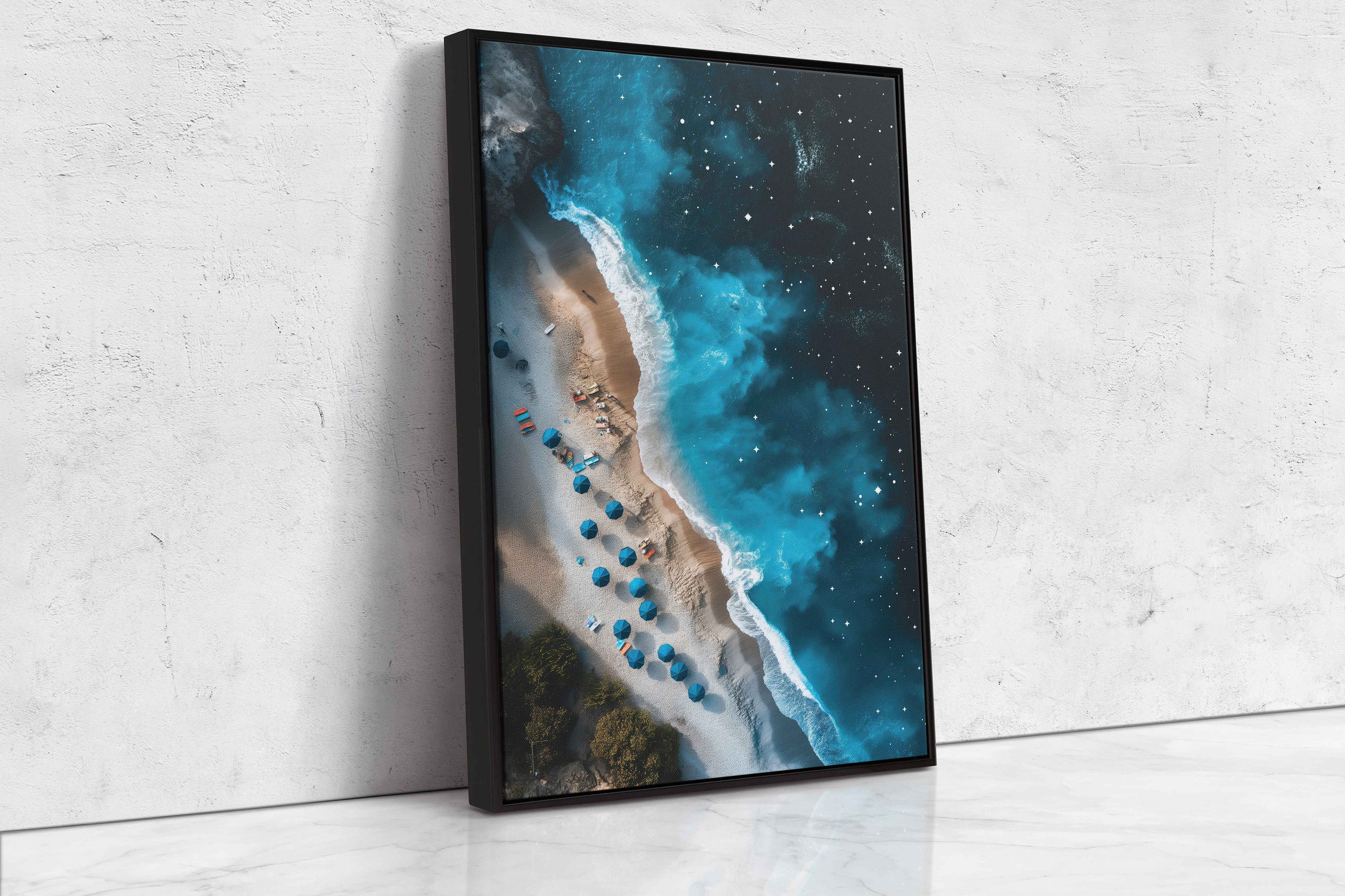 Overview of Earth From Space and Beach Shore Wall Art Canvas Print ...