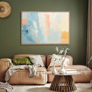 Muted Pastel Color Brush Strokes Minimalist Abstract Wall Art Canvas ...