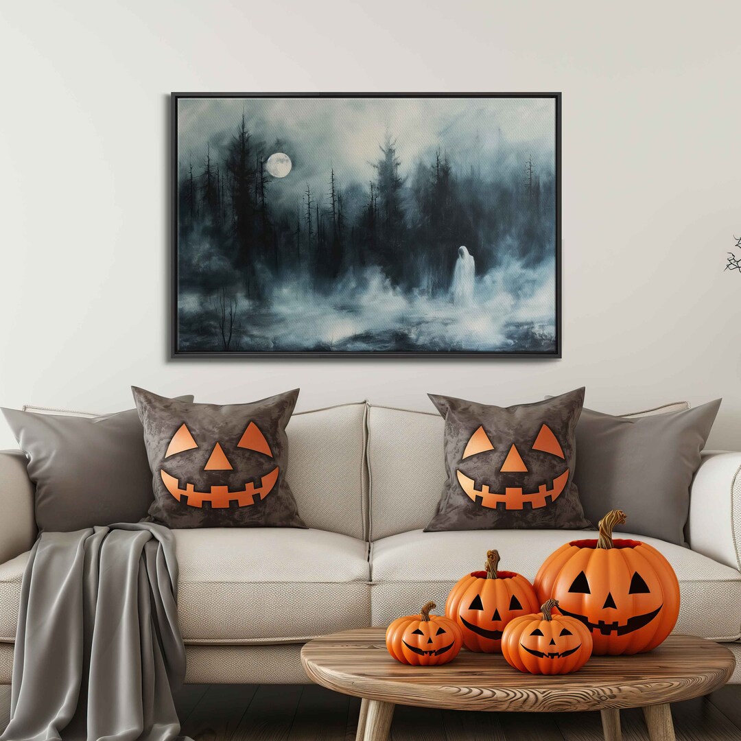 Ghostly Figure Standing on Edge of Forest During Foggy Night Wall Art ...