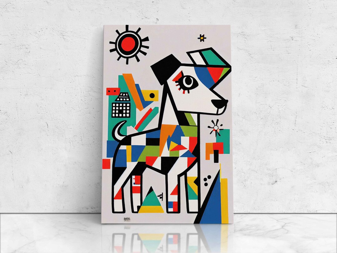 Cute Illustration of Dog Cubism Wall Art Digital Print - Etsy