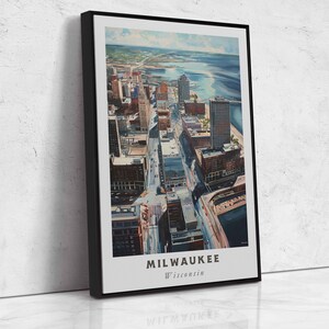 Milwaukee Wisconsin Acrylic Painting Travel Art, Framed Canvas Wall Art ...