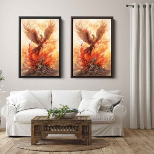 Phoenix Rising From the Ashes, Canvas Reproduction Print, Ready to Hang ...