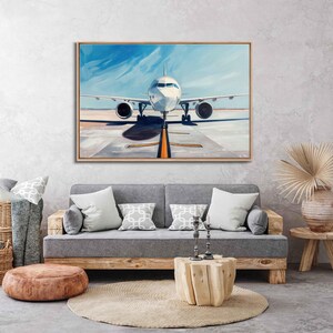 Commercial Jet on Runway Photography Wall Art Canvas Print, Minimalist ...