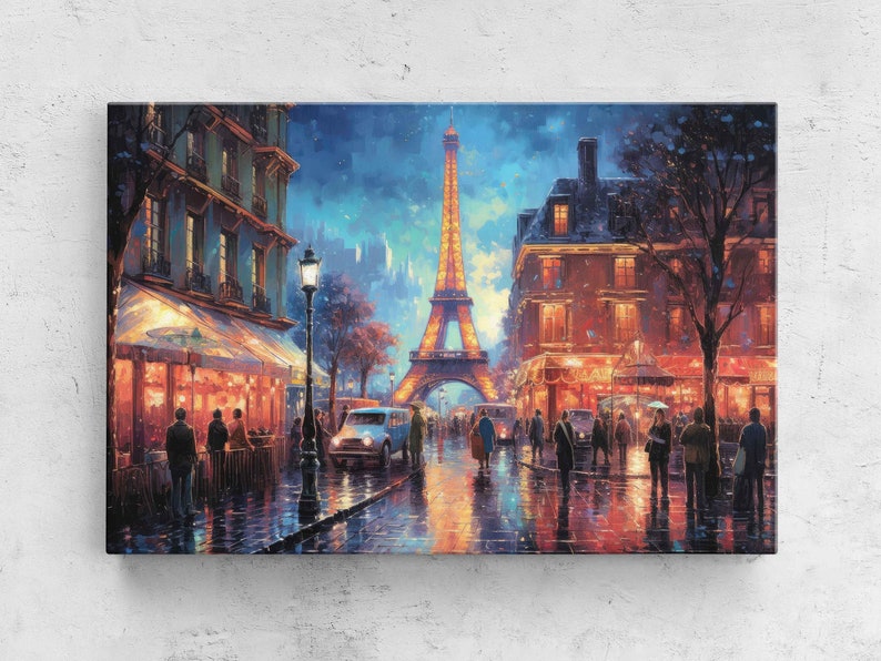 Colorful Paris France Oil Painting Eiffel Tower Framed Canvas - Etsy
