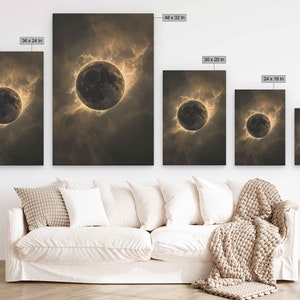 Solar Eclipse Wall Art Canvas Print, Celestial Phenomenon, Moon Sun Phases, Outer Space Art ...