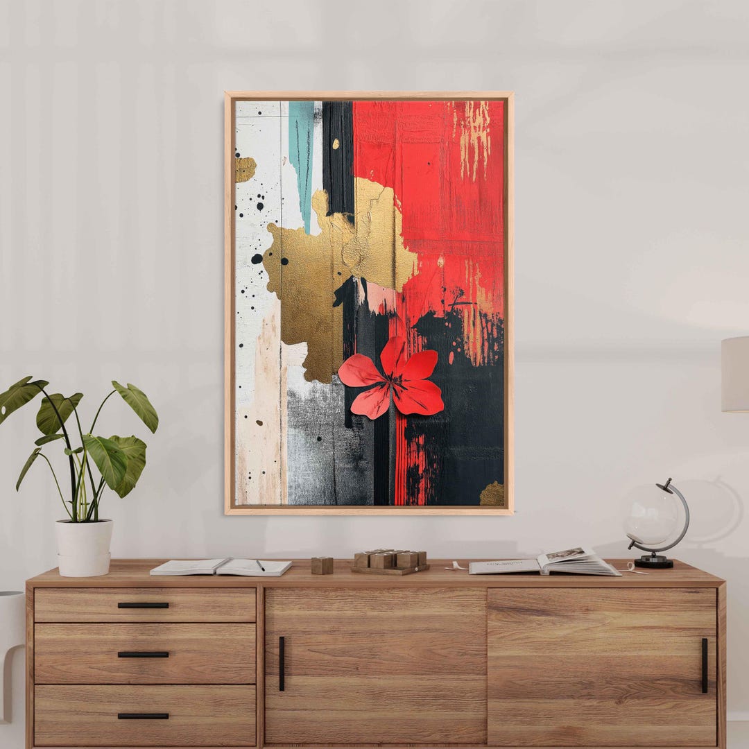 Sapphire Waterfall, Wall Art Canvas Print, Fluidic Junk Journal Style ...