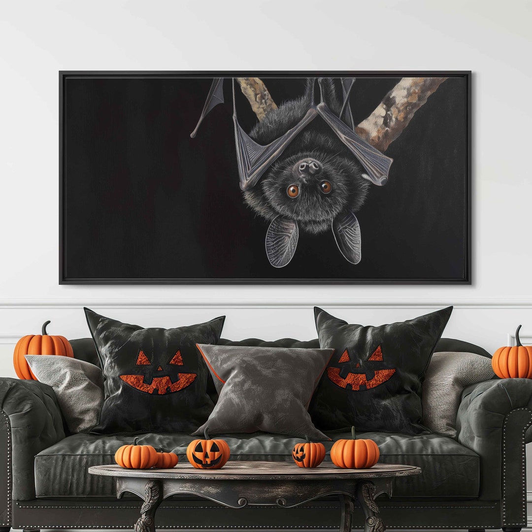 Vampire Bat Hanging Upside Down From Wooden Branch Acrylic Wall Art ...