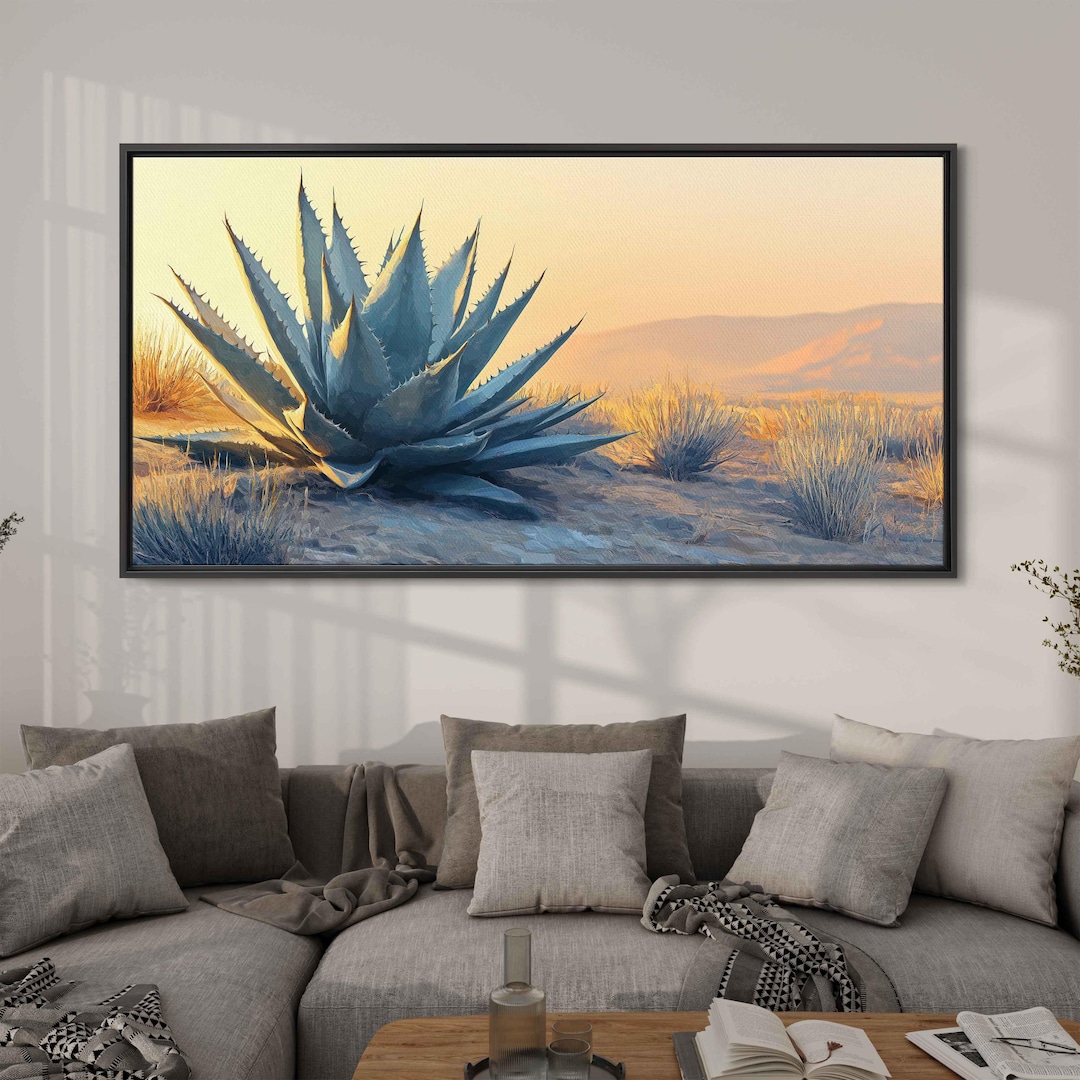 Agave Plant at Sunrise, Wall Art Canvas Print, Spiky Leaves, Desert ...