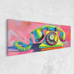 Pop Art Vintage Telephone Acrylic Wall Art Canvas Print, Trendy ...