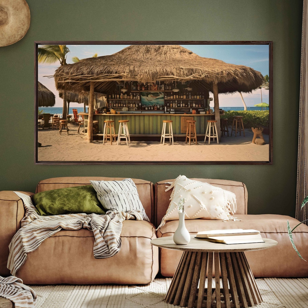 Vaction Island Beach Bar Wall Art Ready to Hang, Beach House Decor ...