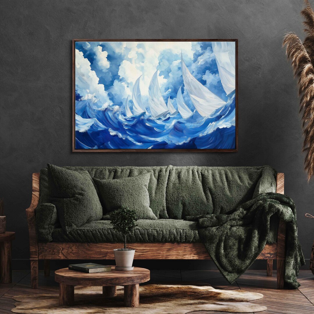 Sailboat Race in Thrilling Blues, Wall Art Canvas Print - Etsy