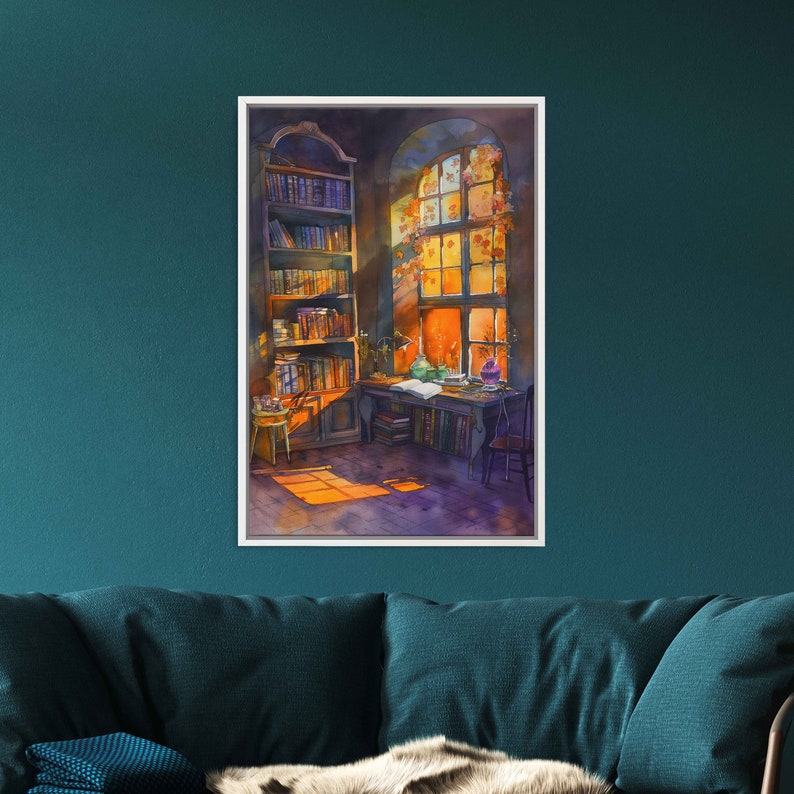 Whimsical Witches Magical Library With Light Shining Through Glass ...
