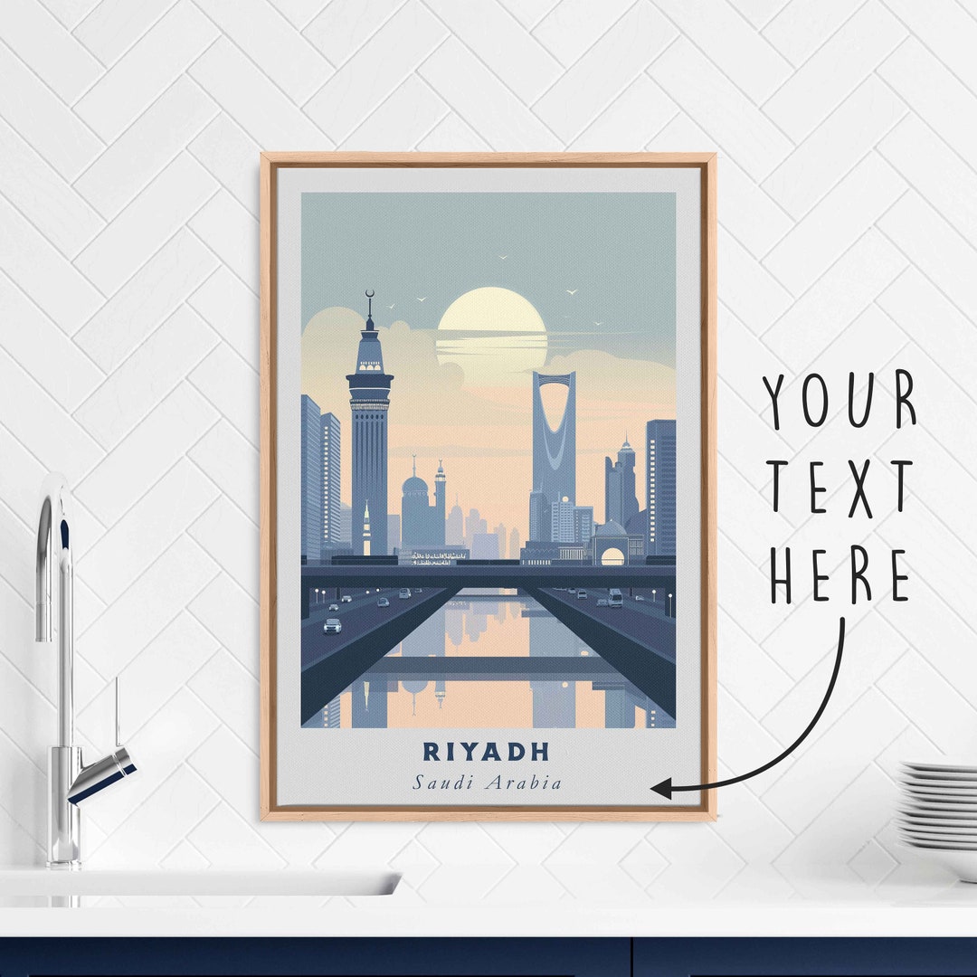 Riyadh Saudi Arabia Acrylic Painting Travel Art, Framed Canvas Wall Art ...