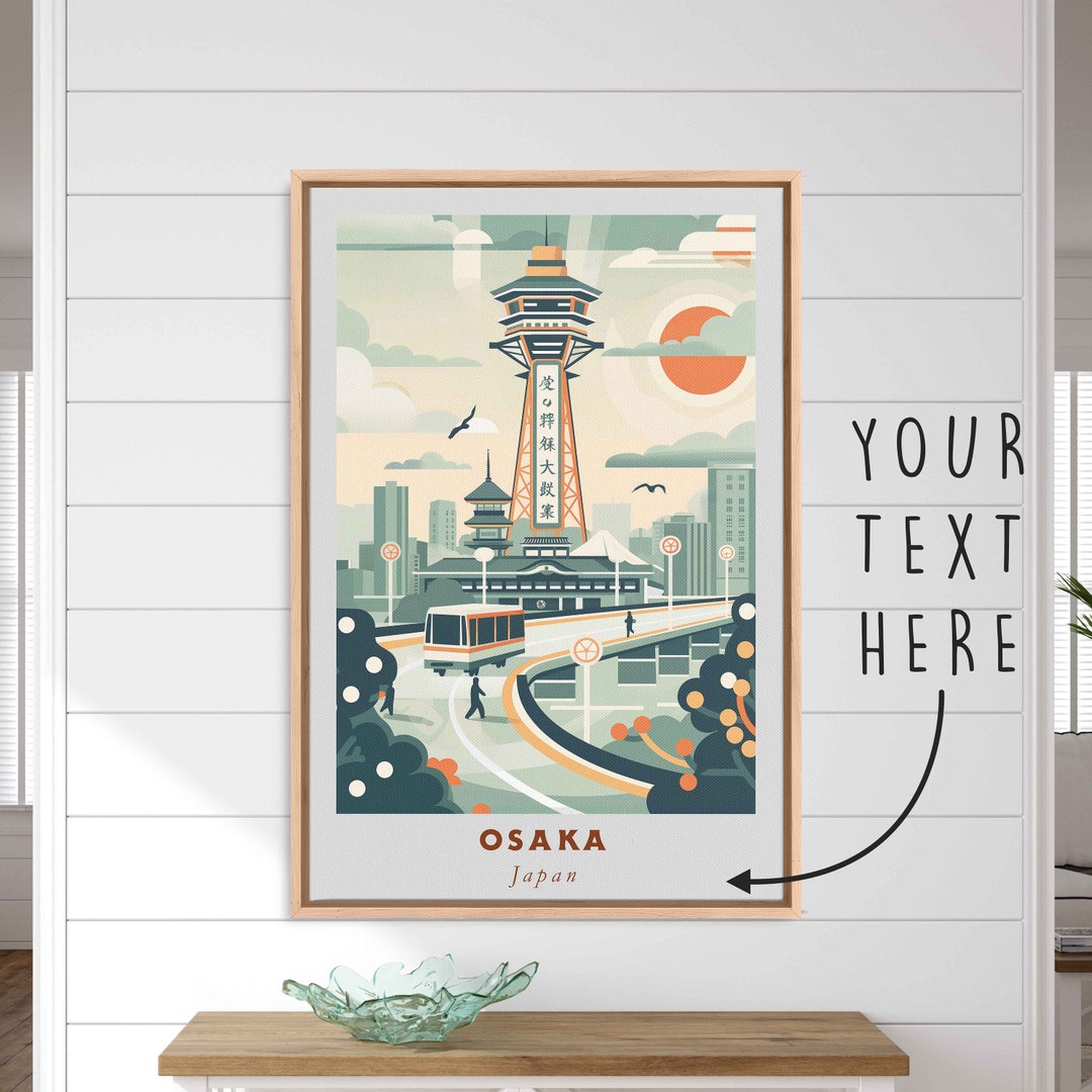Osaka Japan Acrylic Painting Travel Art, Framed Canvas Wall Art, Framed ...