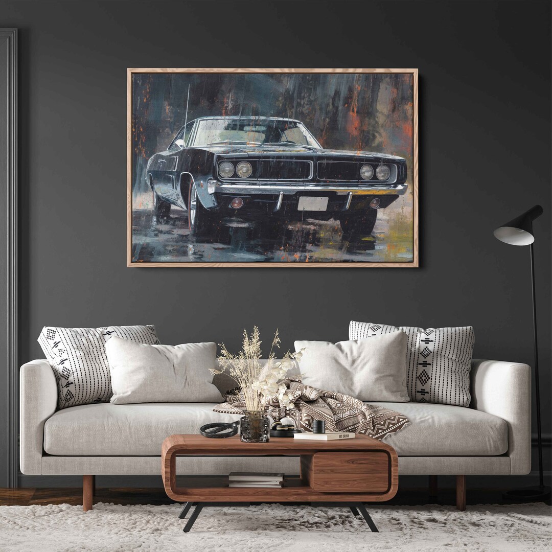 1968 Dodge Charger Semi-abstract Ink Splatter | Digital Print on Canvas ...