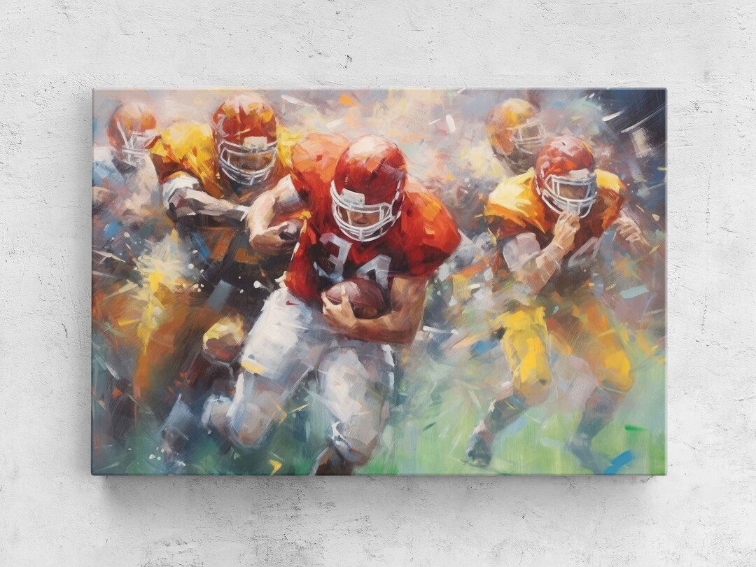 Football Abstract Splash Art Oil Painting Framed Canvas - Etsy