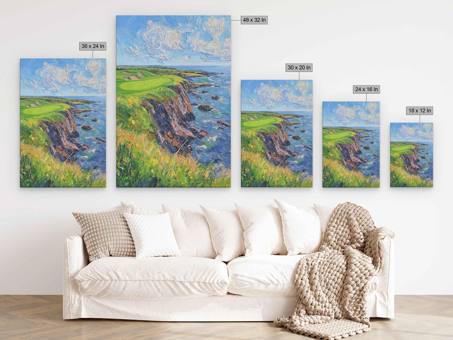 Royal Portrush Golf Course Acrylic Wall Art Canvas Print, Impressionist ...