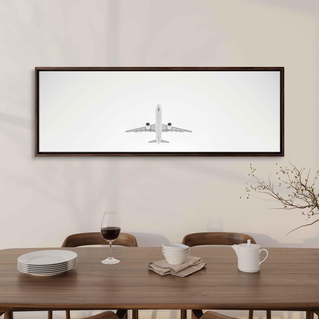 Commercial Jet in Flight Photography Wall Art Canvas Print, Minimalist ...