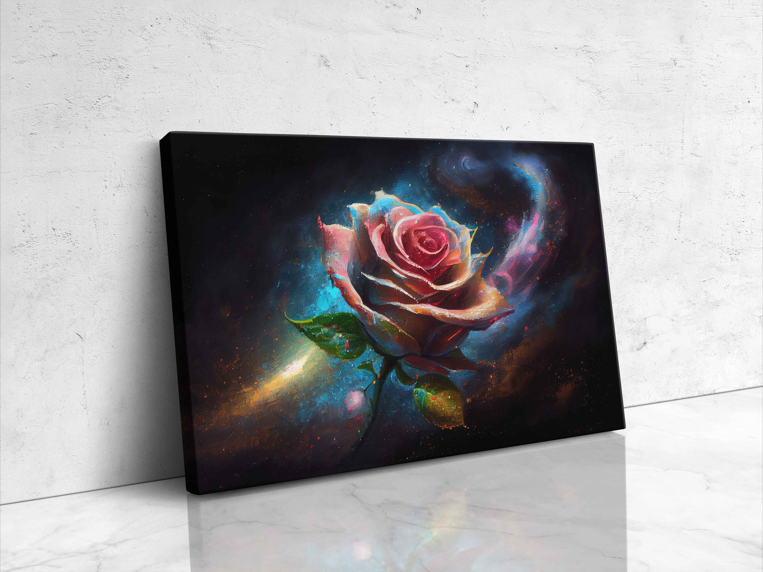 Stunning Oil Painting of A Rose in Space Fantasy Wall Art - Etsy