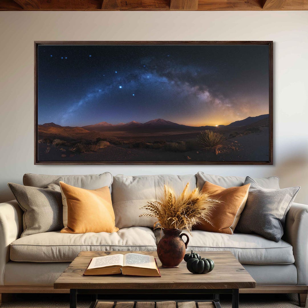 Starry Night Over Mountains, Wall Art Canvas Print, Enchanting ...