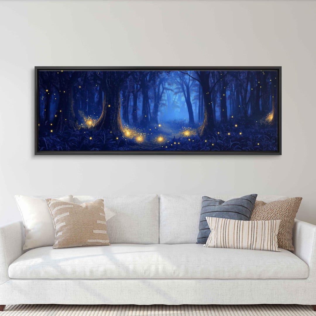 Magical Moonlit Forest Glade Engulfed With Fireflies Oil Wall Art ...