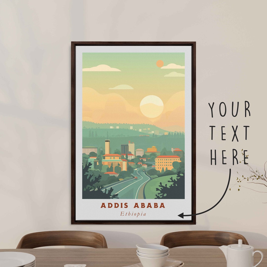 Addis Ababa Ethiopia Acrylic Painting Travel Art, Framed Canvas Wall ...