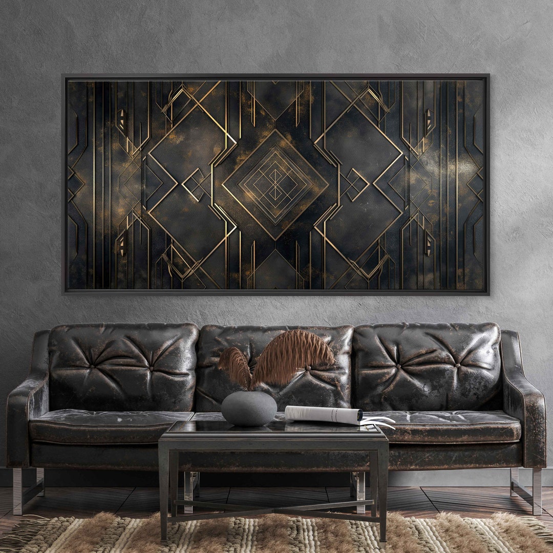 Geometric Symmetry Art Deco, Framed Canvas Print, Ready to Hang - Etsy