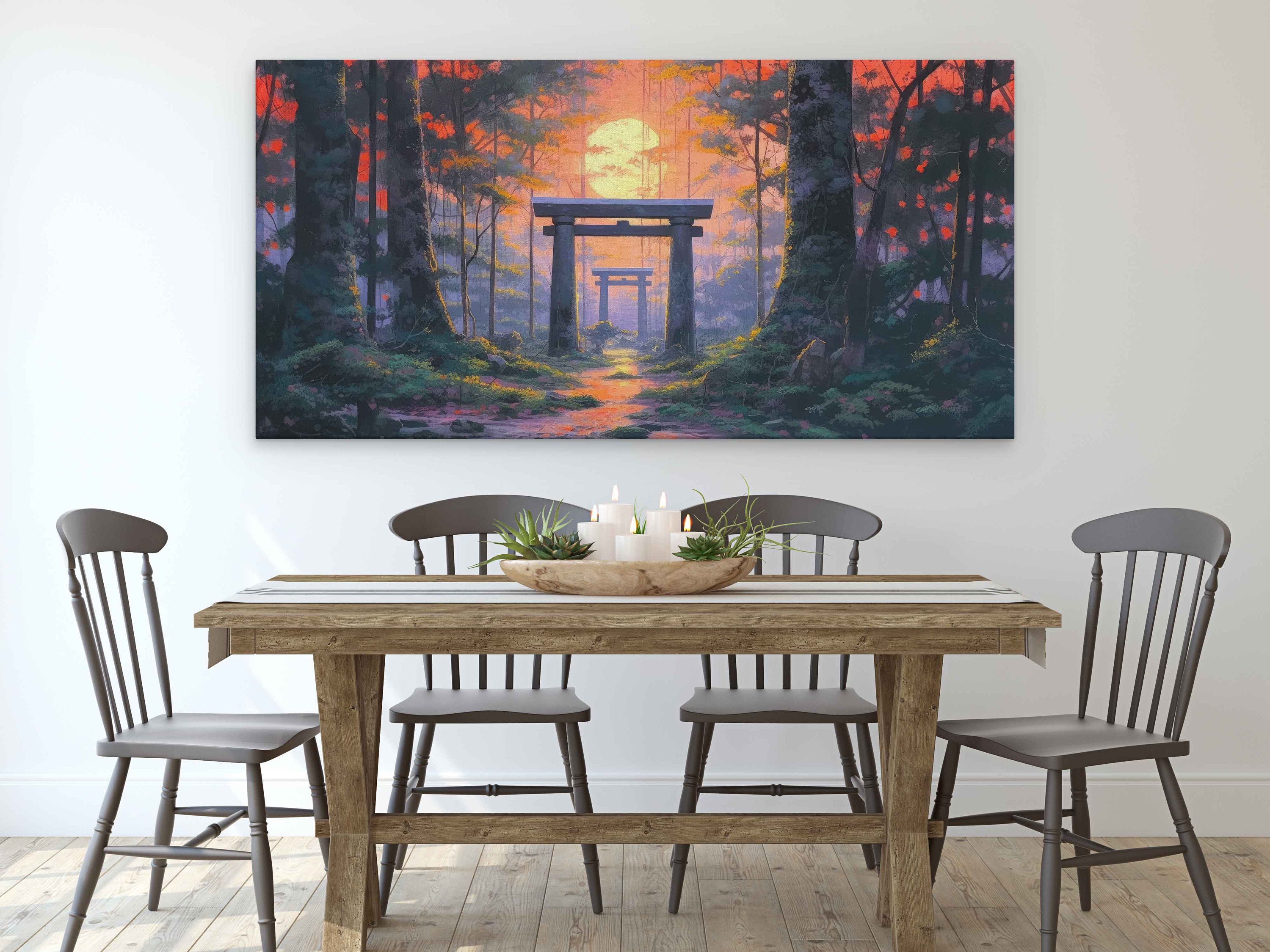 Japanese Shinto Shrine Oil Painting Framed Canvas Print - Etsy