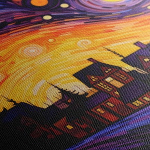 Starry Night Van Gogh Inspired Halloween Wall Art Canvas Print, Spooky ...