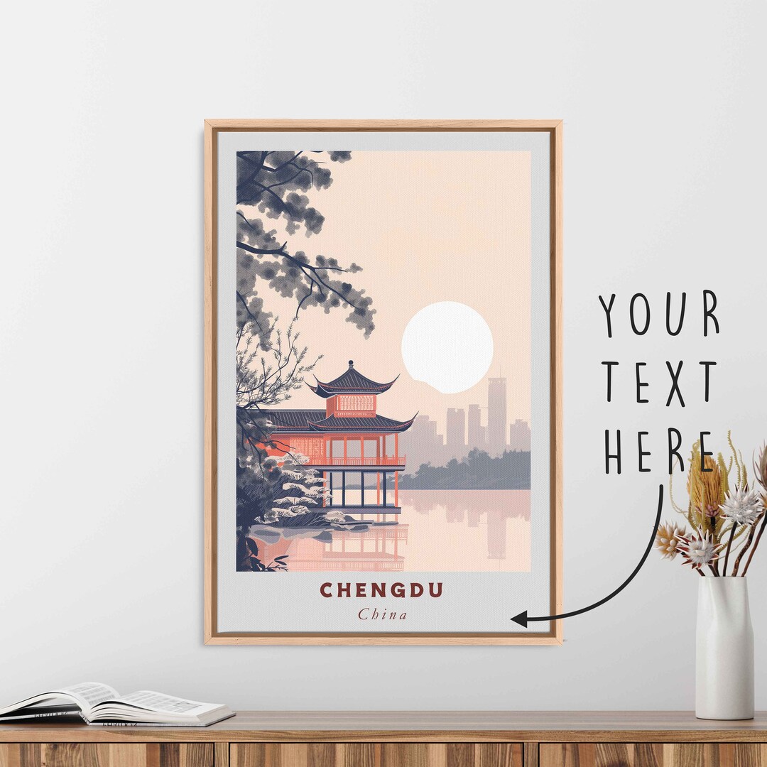 Chengdu China Acrylic Painting Travel Art, Framed Canvas Wall Art ...