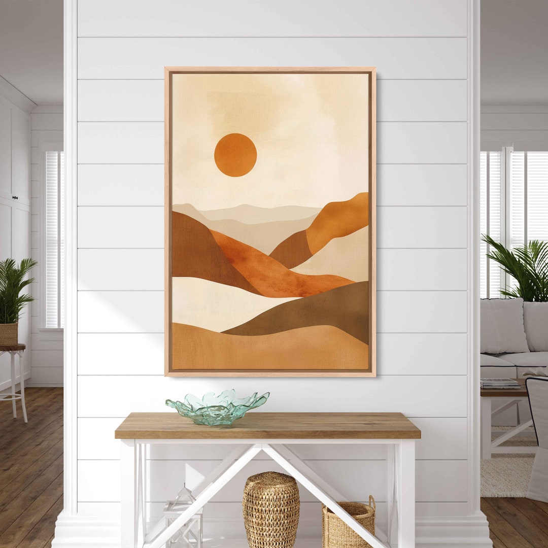 Neutral Desert Boho Style Wall Art Canvas Print, Minimalist Design ...