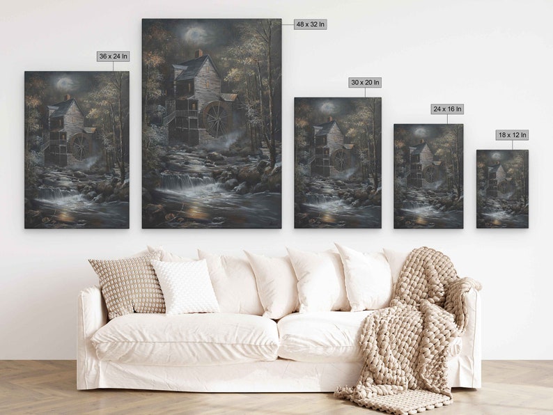 Spooky Old Haunted Mill With Waterwheel Wall Art Canvas Print, Flowing ...
