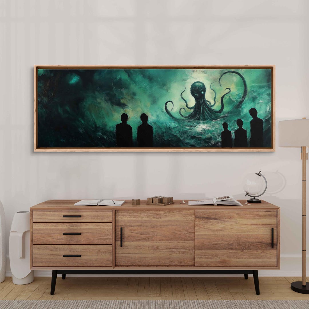 Cthulhu Worshiped by Shadows, Wall Art Canvas Print, Stormy Sea, Deep ...