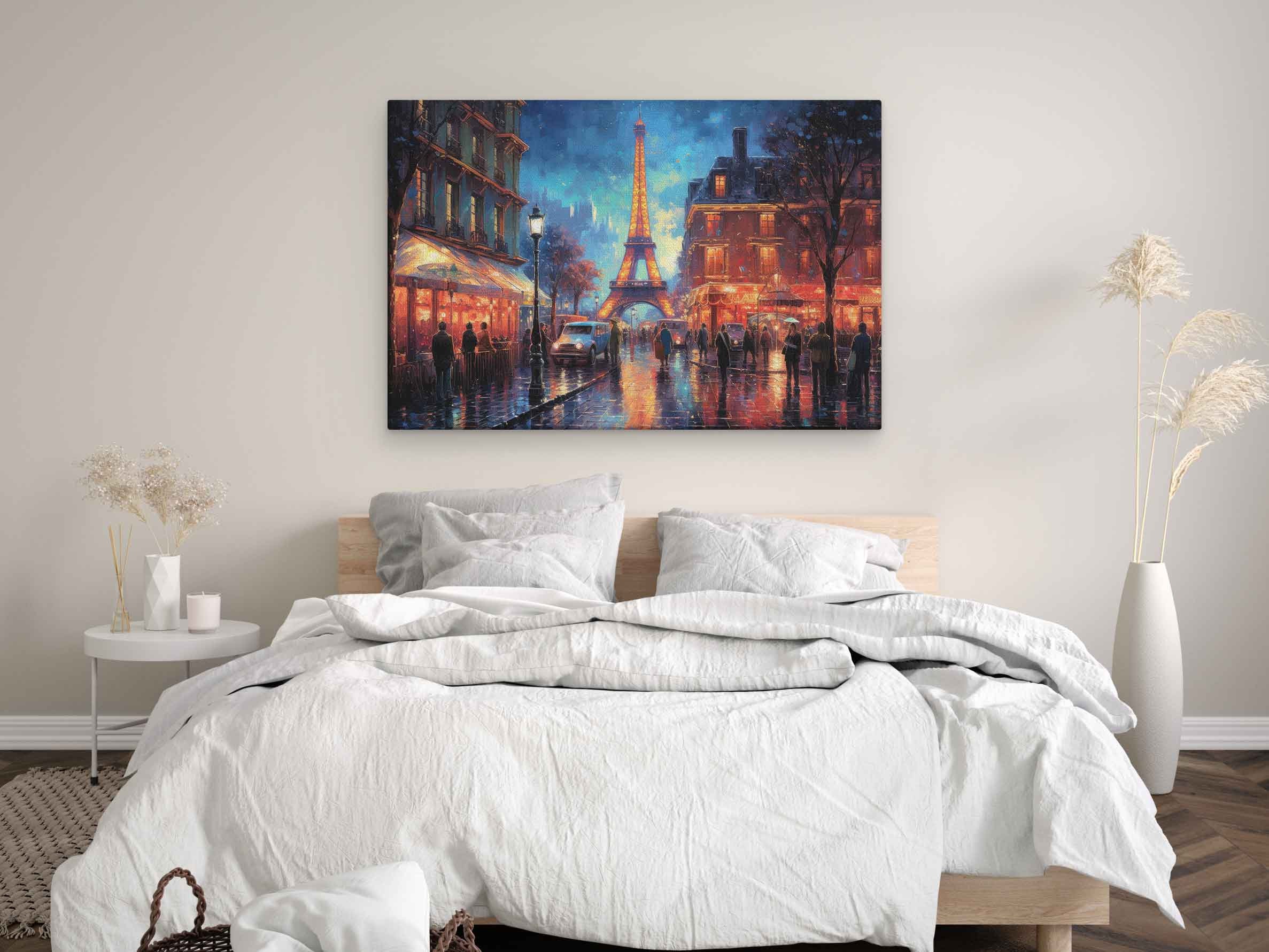 Colorful Paris France Oil Painting Eiffel Tower Framed Canvas - Etsy