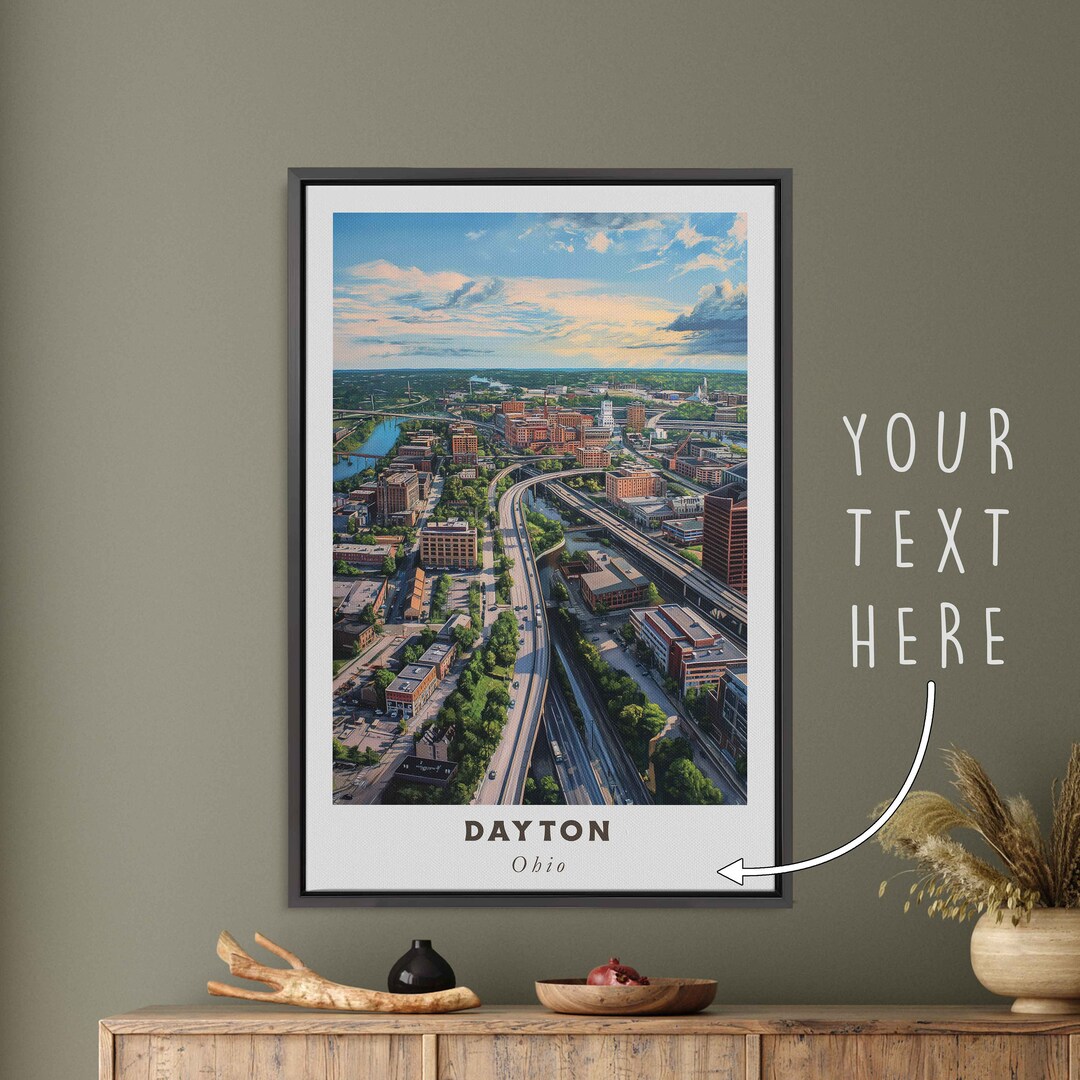 Dayton Ohio Acrylic Painting Travel Art, Framed Canvas Wall Art, Framed ...