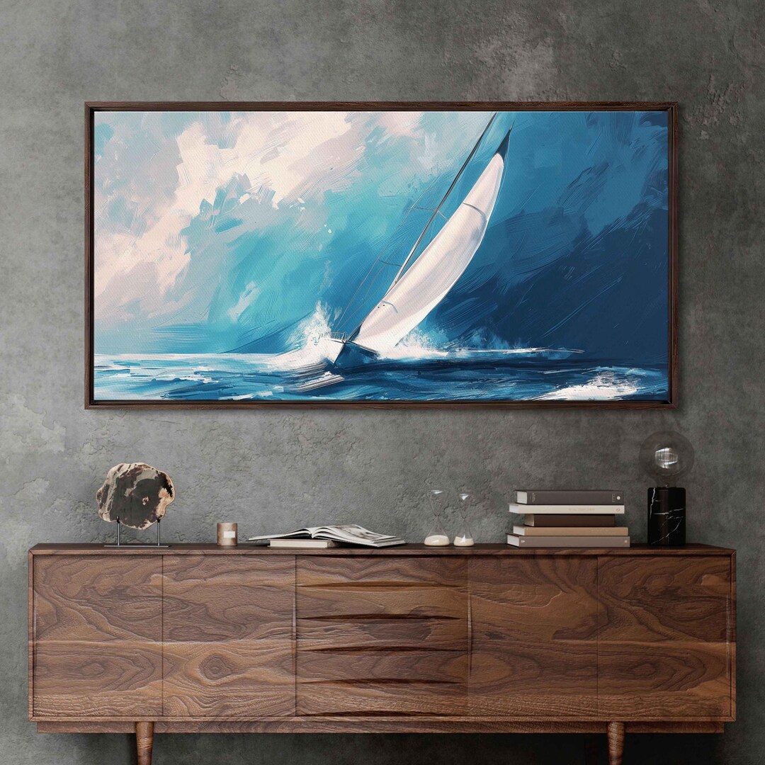 Sailboat Sailing in the Ocean Acrylic Wall Art Canvas Print, Gift for ...
