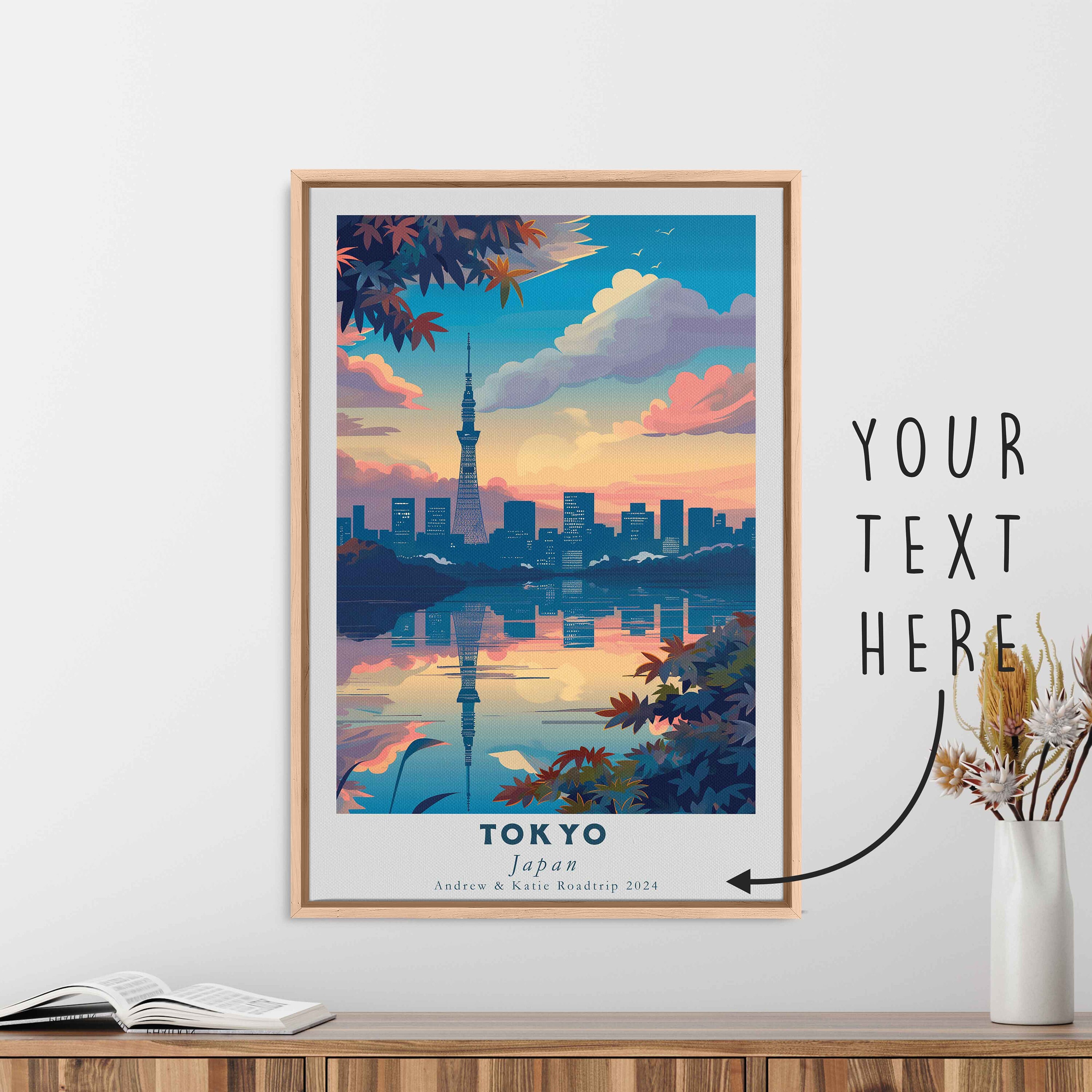 Tokyo Japan Acrylic Painting Travel Art, Framed Canvas Wall Art, Framed ...