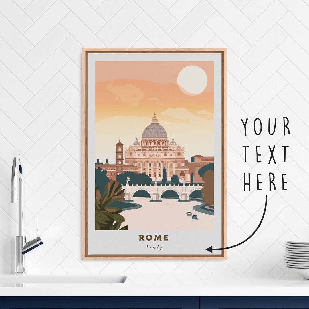 Rome Italy Acrylic Painting Travel Art, Framed Canvas Wall Art, Framed ...