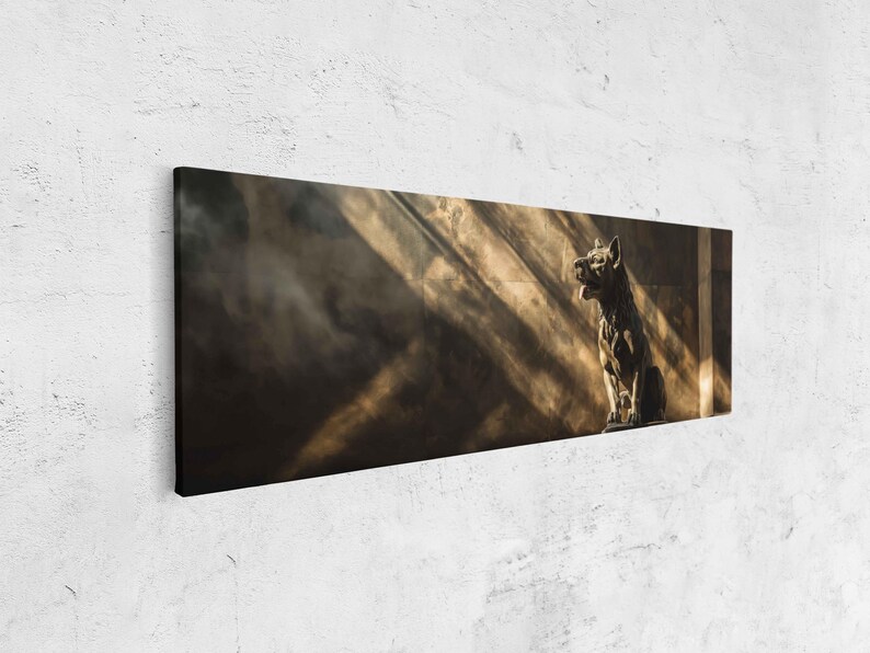 Cerberus Statue Under Dramatic Sunlight Wall Art Canvas Print, Greek ...