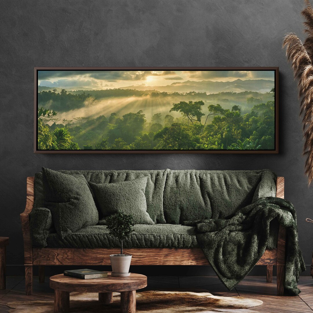Panoramic Rainforest Canopy at Sunrise Wall Art Canvas Print, Tropical ...
